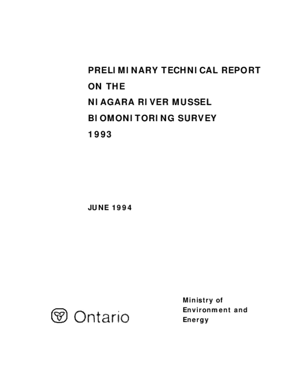 (PDF) Preliminary technical report on the Niagara River Mussel ...