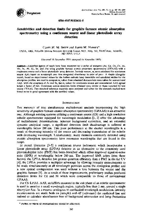 Pdf Sensitivities And Detection Limits For Graphite Furnace Atomic