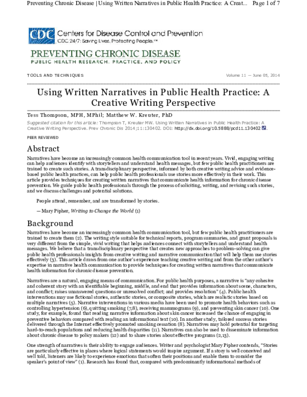 (PDF) Using Written Narratives in Public Health Practice: A Creative ...