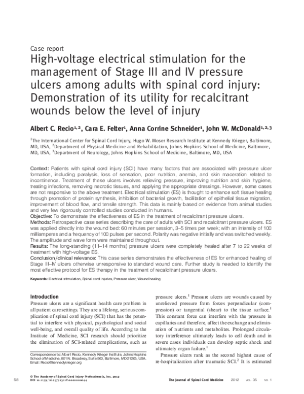 (PDF) High-voltage electrical stimulation for the management of Stage ...