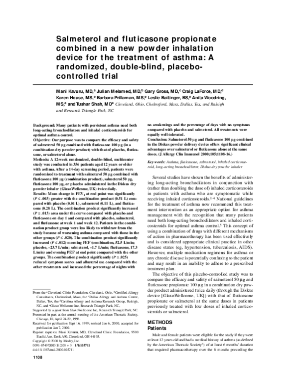 (PDF) Salmeterol and fluticasone propionate combined in a new powder ...