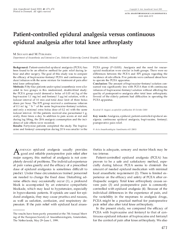 (PDF) Patient-controlled epidural analgesia versus continuous epidural ...