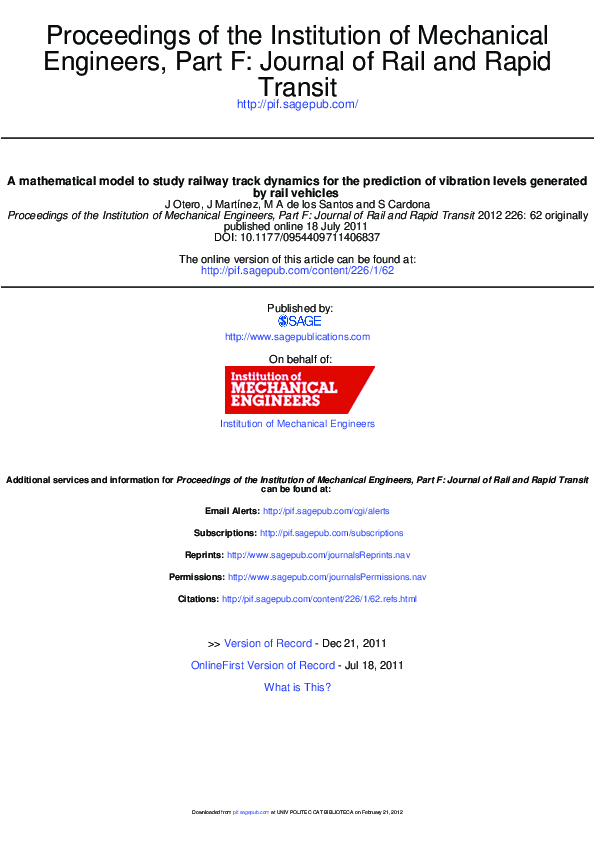 (PDF) A mathematical model to study railway track dynamics for the ...