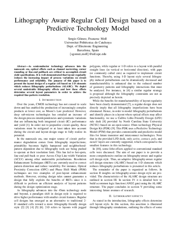 (PDF) Lithography aware regular cell design based on a predictive ...