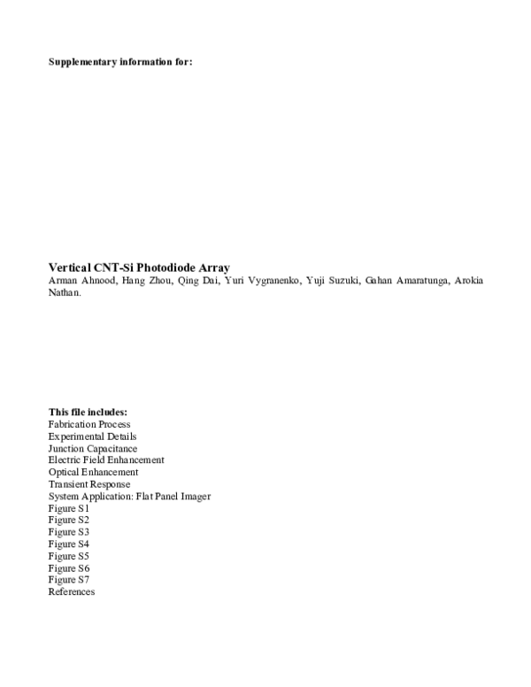 (PDF) Vertical CNT-Si Photodiode Array