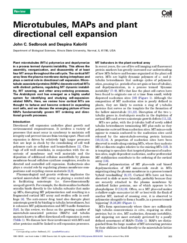 (PDF) Microtubules, MAPs and plant directional cell expansion | John ...