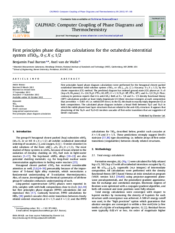 (PDF) FIRST PRINCIPLES PHASE DIAGRAM CALCULATIONS FOR THE CdSe-CdS ...