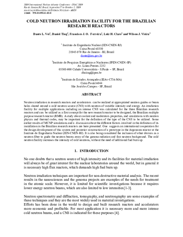 (PDF) Cold Neutron Irradiation Facility for the Brazilian Research Reactors