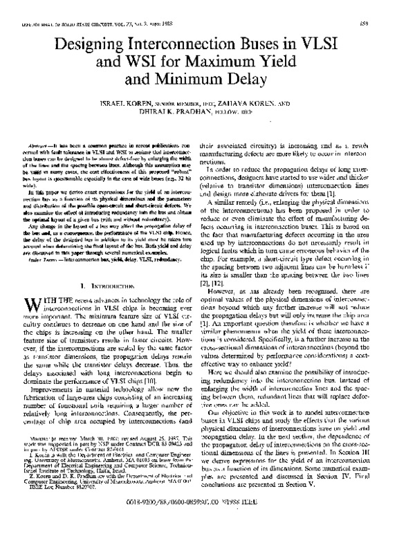 (PDF) Designing interconnection buses in VLSI and WSI for maximum yield and minimum delay