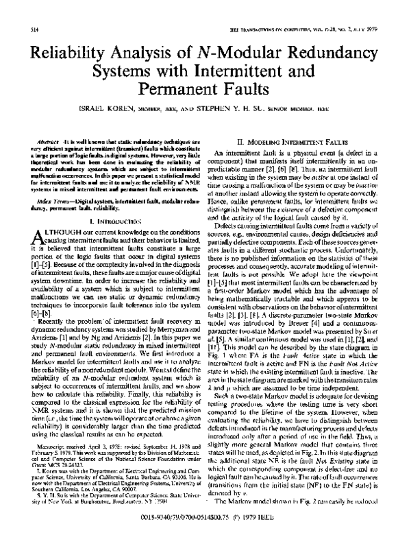 (PDF) Reliability Analysis of N-Modular Redundancy Systems with Intermittent and Permanent Faults