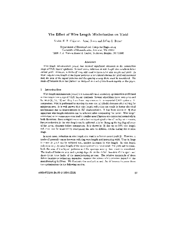 (PDF) The effect of wire length minimization on yield