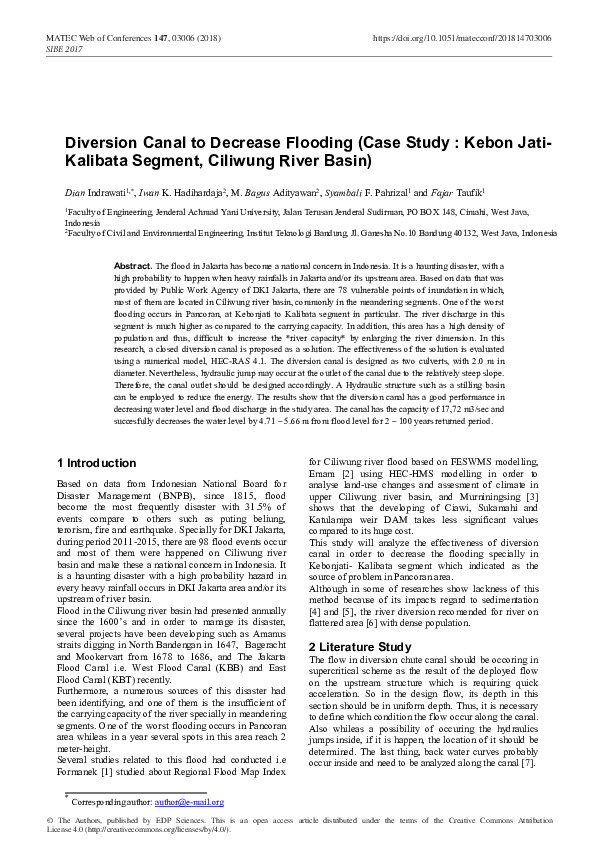 (PDF) Diversion Canal to Decrease Flooding (Case Study : Kebon Jati ...