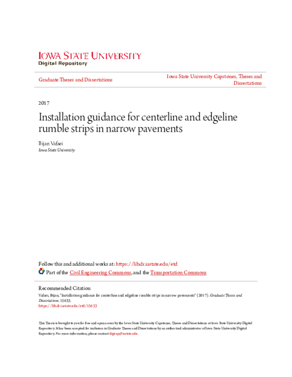 (PDF) Installation guidance for centerline and edgeline rumble strips ...