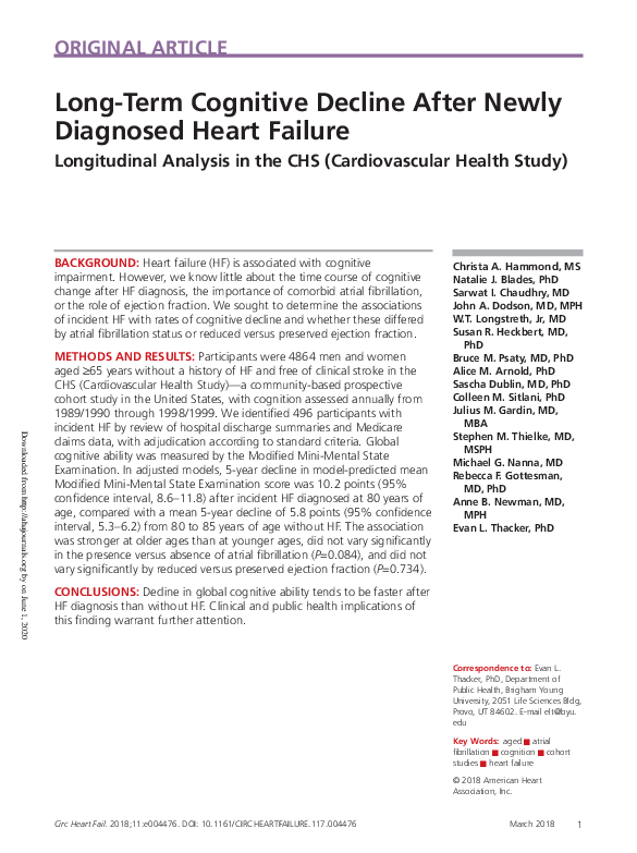 (PDF) Long-Term Cognitive Decline After Newly Diagnosed Heart Failure ...