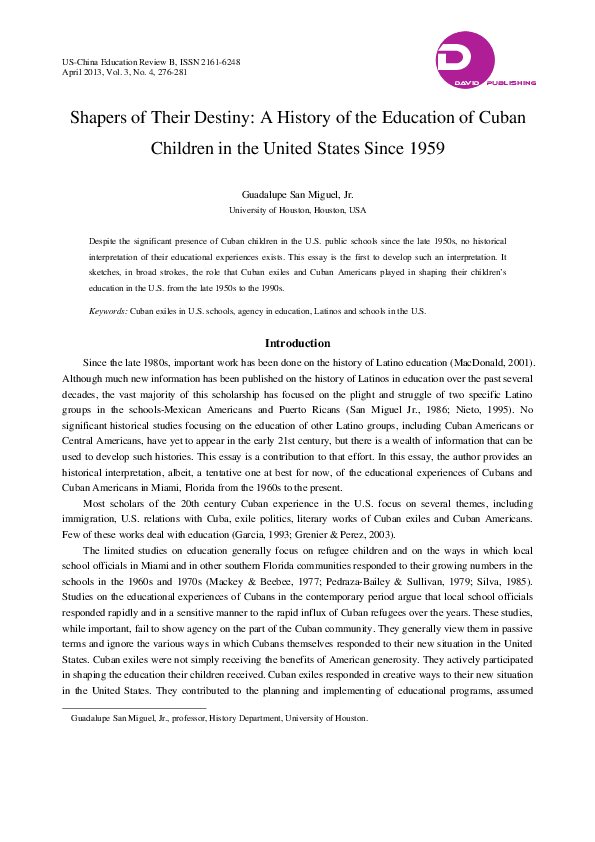 (PDF) Shapers of Their Destiny: A History of the Education of Cuban ...