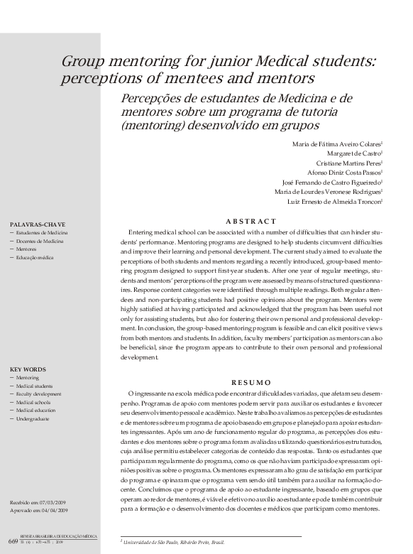 (PDF) Group mentoring for junior medical students: perceptions of ...