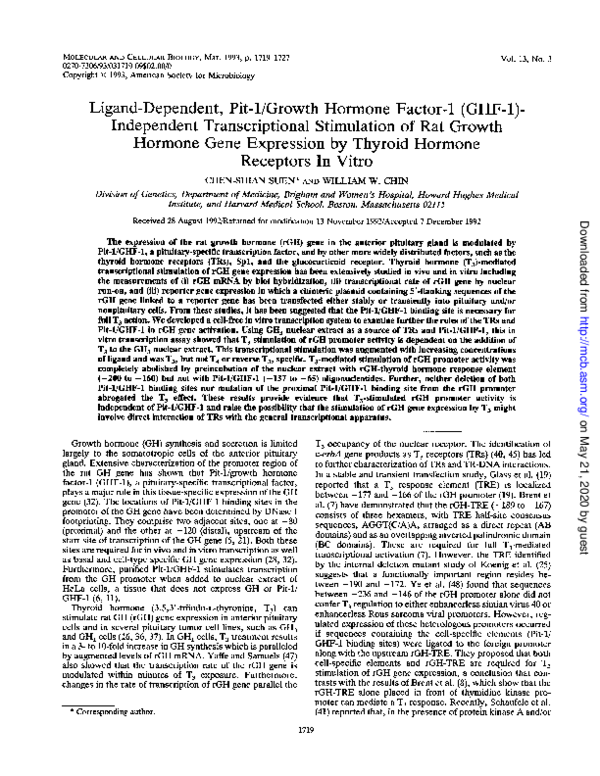 (PDF) Ligand-dependent, Pit-1/growth hormone factor-1 (GHF-1 ...