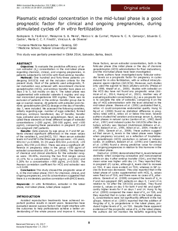 (PDF) Plasmatic estradiol concentration in the mid-luteal phase is a ...