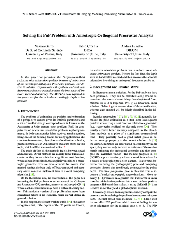 (PDF) Solving the PnP Problem with Anisotropic Orthogonal Procrustes ...