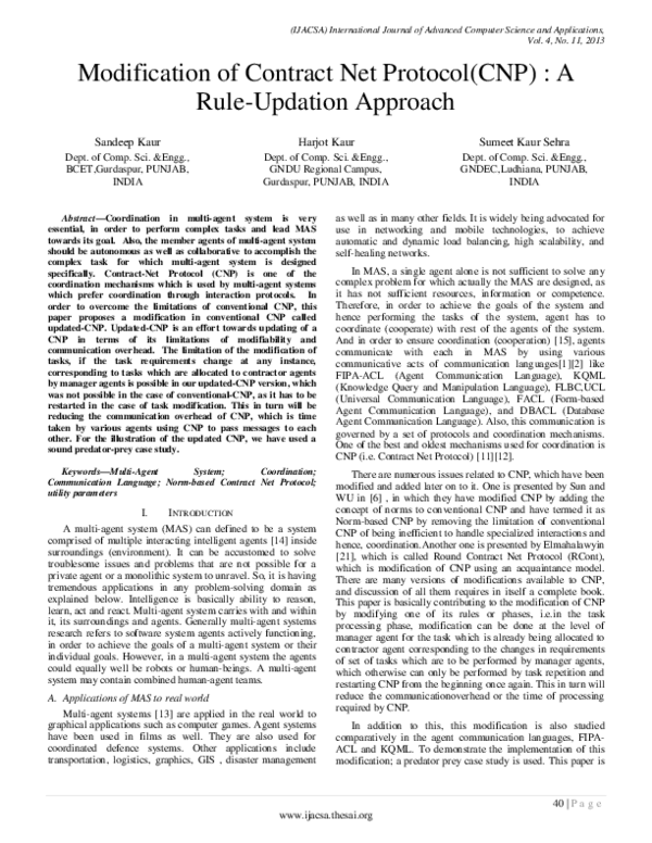 (PDF) Modification of Contract Net Protocol (CNP) : A Rule-Updation ...