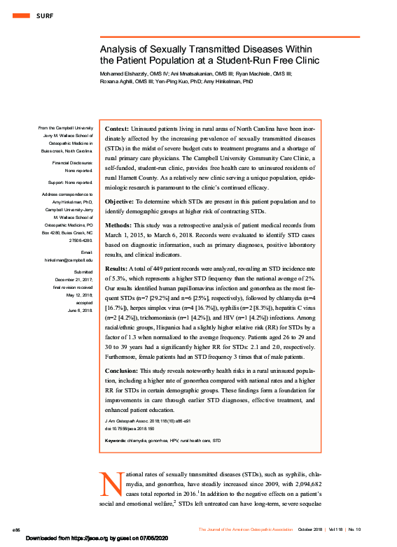 (PDF) Analysis of Sexually Transmitted Diseases Within the Patient ...
