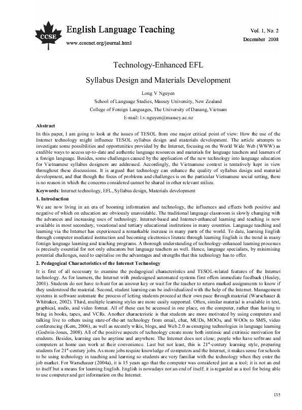 (PDF) Technology-enhanced EFL syllabus design and materials development