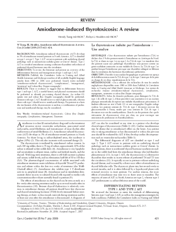 (PDF) Amiodarone-induced thyrotoxicosis: A review