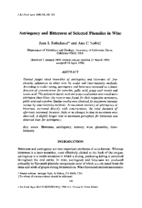 (PDF) Astringency and bitterness of selected phenolics in wine