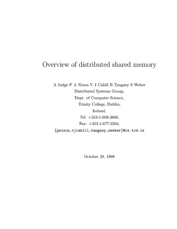 (PDF) Overview of distributed shared memory