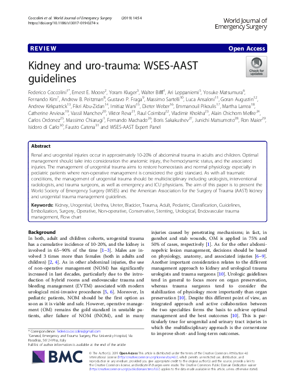 (PDF) Kidney and uro-trauma: WSES-AAST guidelines