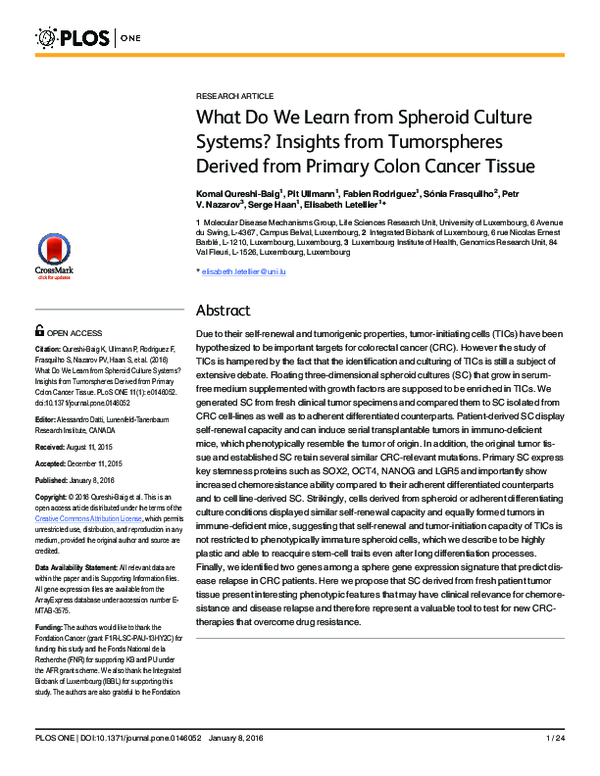 (PDF) What Do We Learn from Spheroid Culture Systems? Insights from ...