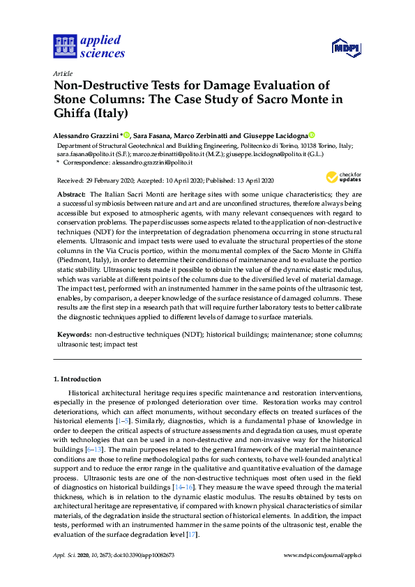 (PDF) Non-Destructive Tests for Damage Evaluation of Stone Columns: The ...