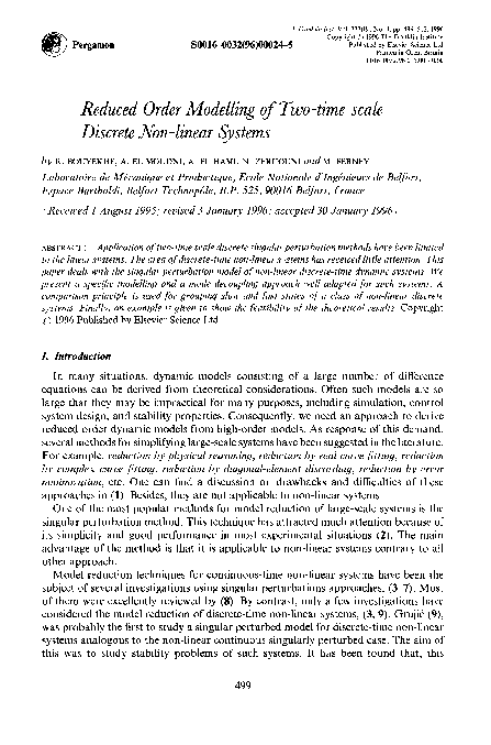 (PDF) Reduced order modelling of two-time-scale discrete non-linear systems