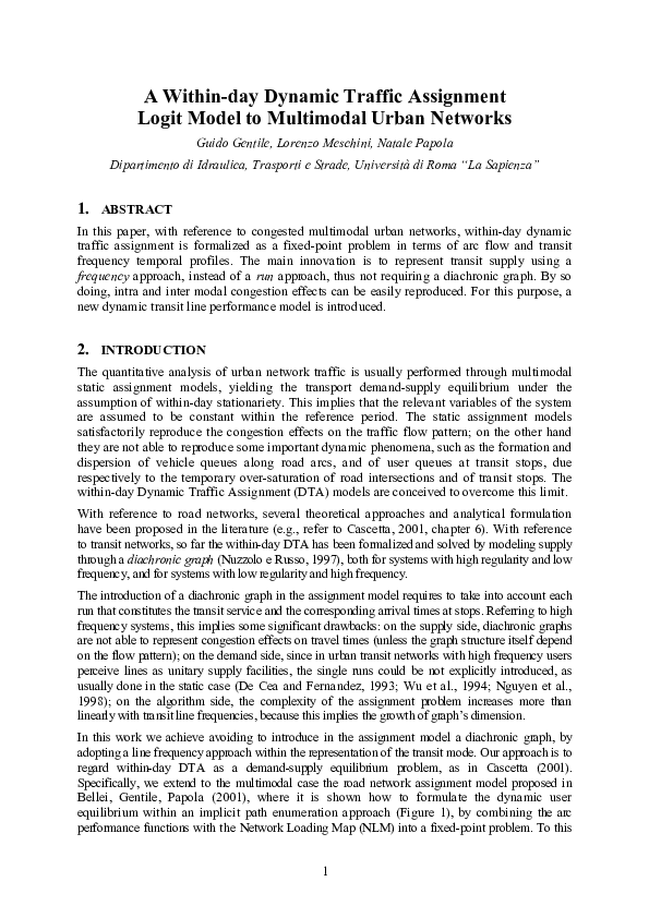 (PDF) A Within-day Dynamic Traffic Assignment Logit Model to Multimodal ... (PDF) A Within-day Dynamic Traffic Assignment Logit Model to Multimodal ...