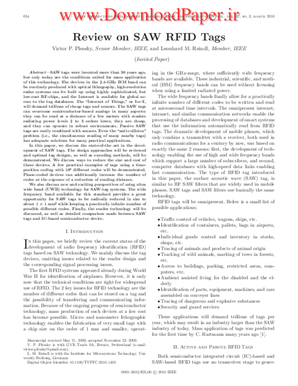 (PDF) Review on SAW RFID tags