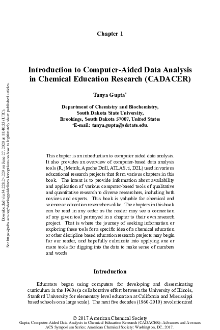 (PDF) Introduction to Computer-Aided Data Analysis in Chemical Education Research (CADACER)