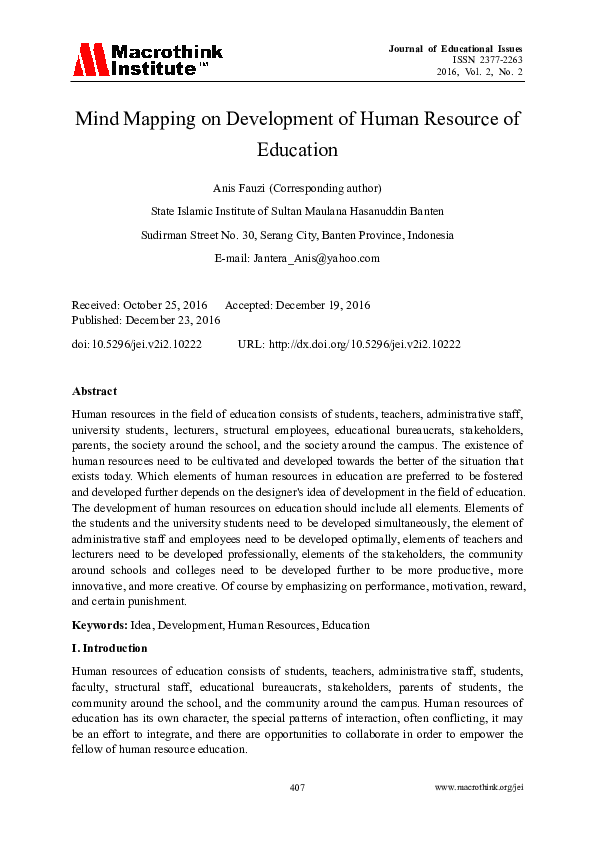 (PDF) Mind Mapping on Development of Human Resource of Education