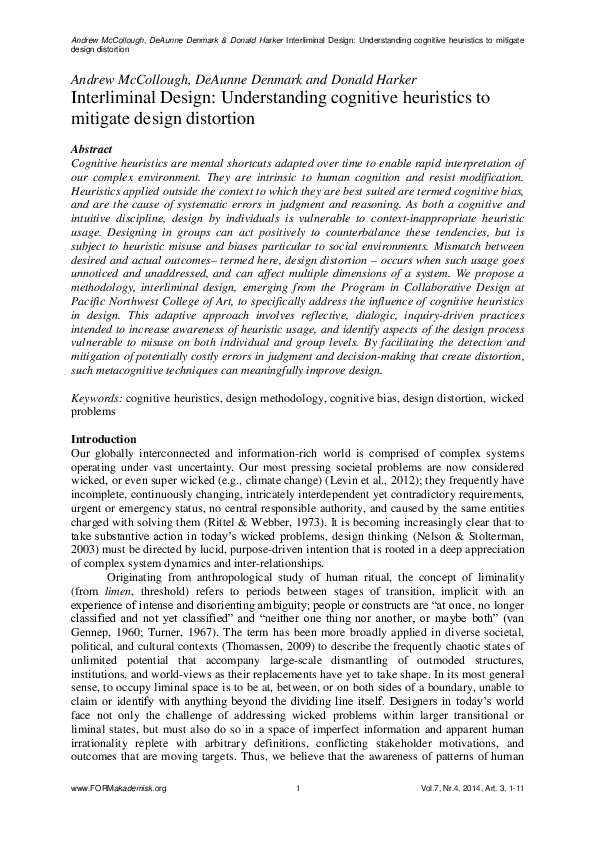 (PDF) Interliminal Design: Understanding cognitive heuristics to ...