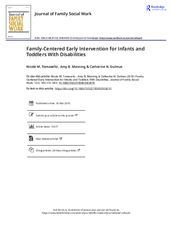(PDF) Family-Centered Early Intervention for Infants and Toddlers With ...
