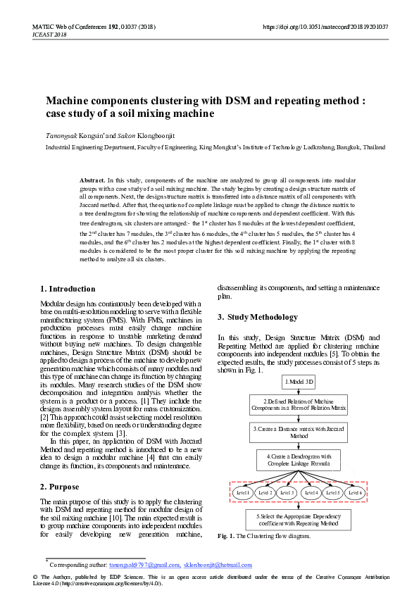 Pdf Machine Components Clustering With Dsm And Repeating Method