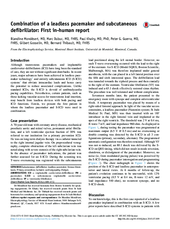 (PDF) Combination of a Leadless Pacemaker and Subcutaneous ...