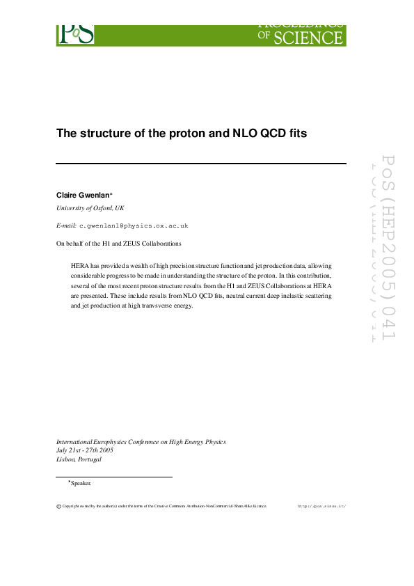 (PDF) The structure of the proton and NLO QCD fits