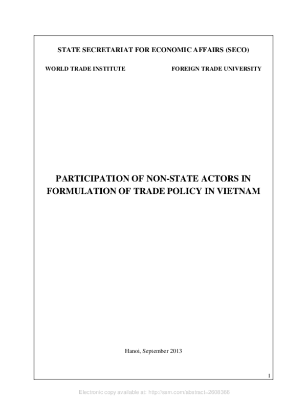 (PDF) Participation of Non-State Actors in Formulation of Trade Policy ...