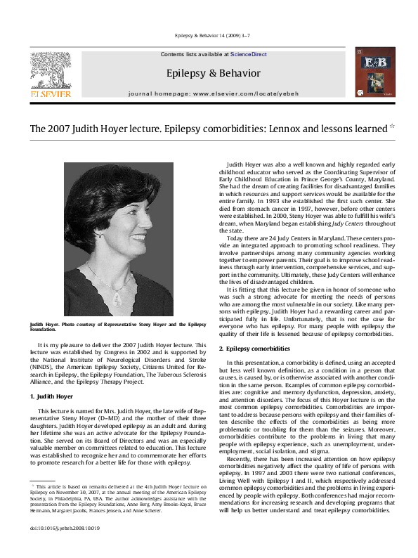 (PDF) The 2007 Judith Hoyer lecture. Epilepsy comorbidities: Lennox and ...