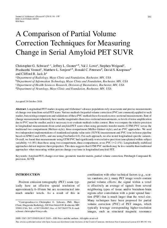 (PDF) A Comparison of Partial Volume Correction Techniques for ...