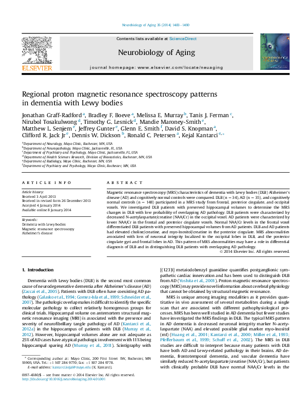 (PDF) Regional proton magnetic resonance spectroscopy patterns in dementia with Lewy bodies ...