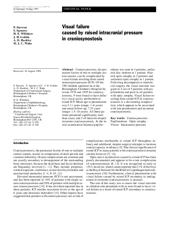 (PDF) Visual failure caused by raised intracranial pressure in ...