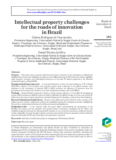 (PDF) Intellectual property challenges for the roads of innovation in ...