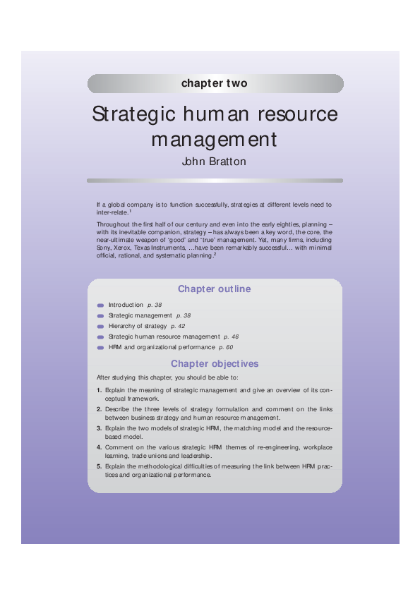 (PDF) Strategic human resource management