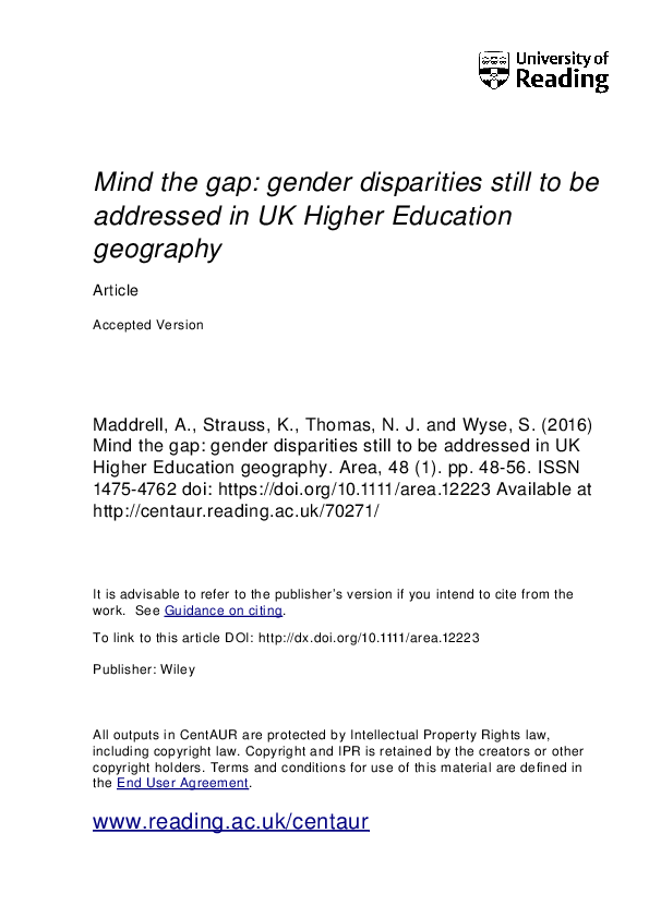 (PDF) Mind the gap: gender disparities still to be addressed in UK ...